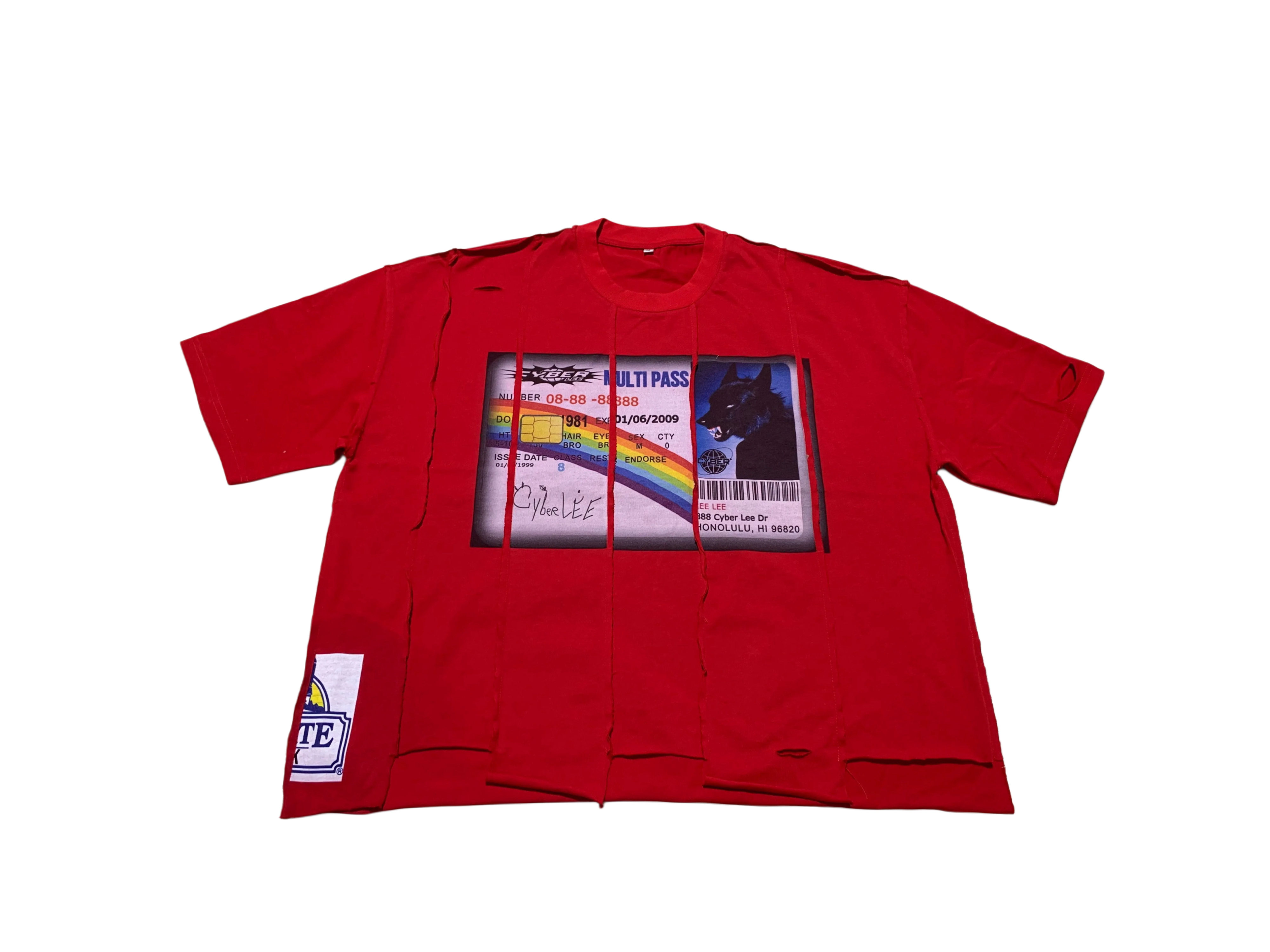 CyberLee 5 panel deconstructed distressed T-Shirt (Ready to Ship)